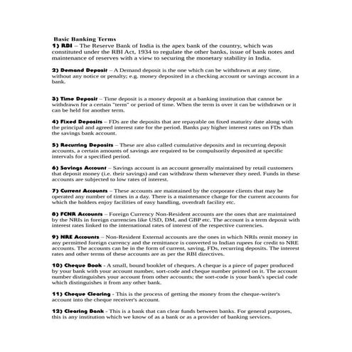 Banking terms | RTF
