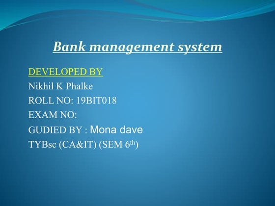 Banking Management System Project documentation | DOCX | Databases | Computer Software and ...