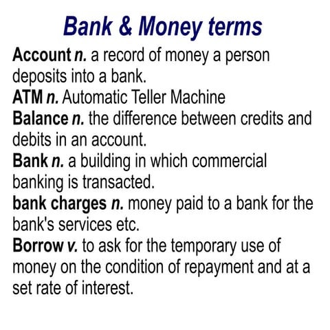 Bank & money vocabulary | PPTX