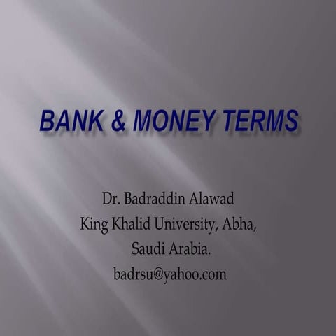 Bank & Money Vocabulary | PPT