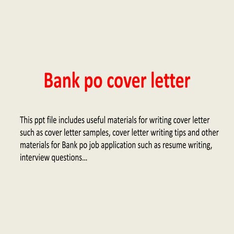 Bank po cover letter | PPTX | Resume Writing and Advice | Job Search
