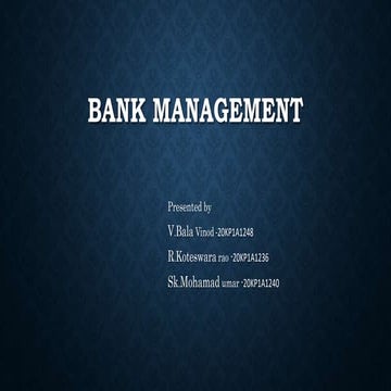 Bank management project ppt using java servlets | PPTX