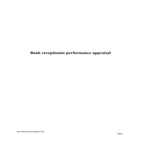 Bank receptionist performance appraisal | DOC