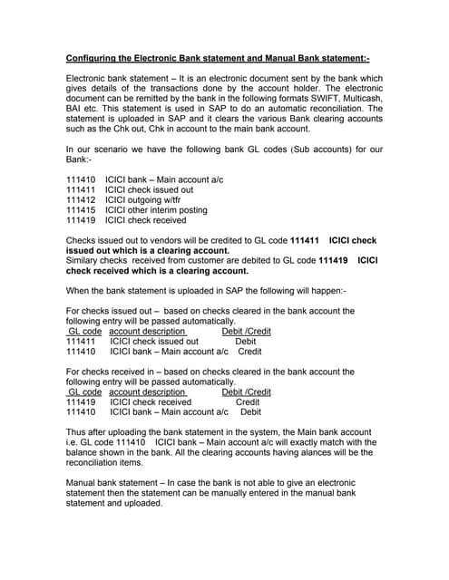 Sap manual bank statement process flow | PDF | Credit Cards | Personal Debt