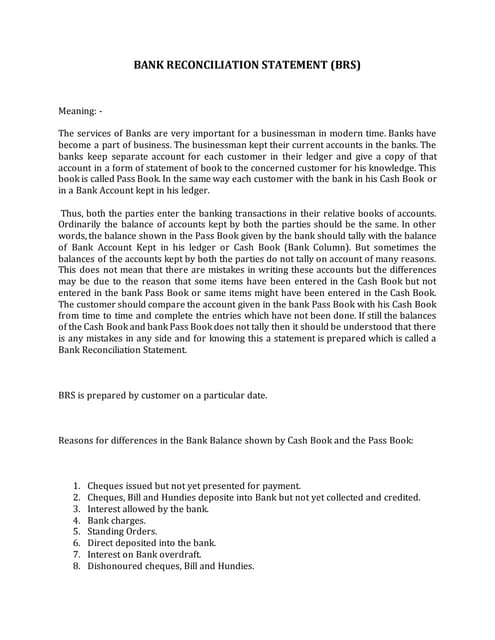 Bank reconciliation statement | PPTX