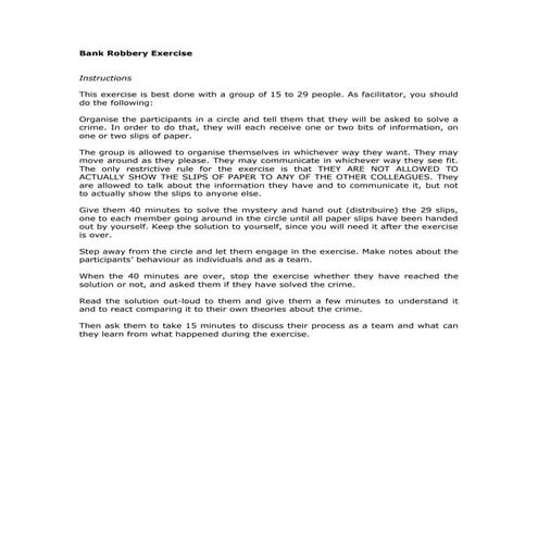 Bank robbery exercise revised | DOC