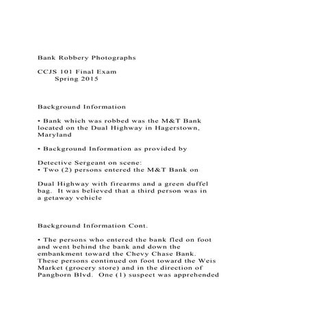 Bank Robbery Photographs CCJS 101 Final Exam Sprin.docx