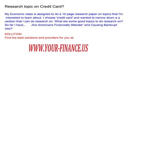 Research topic on Credit Card? | PDF
