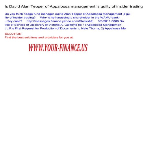 Is David Alan Tepper of Appaloosa management is guilty of insider ...