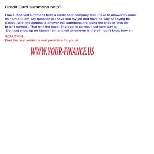 Credit Card summons help? | PDF