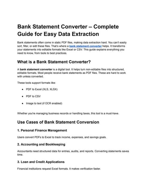 Bank statement converter
