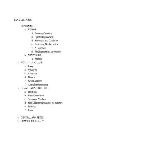 Bank syllabus and plan chart | PPT
