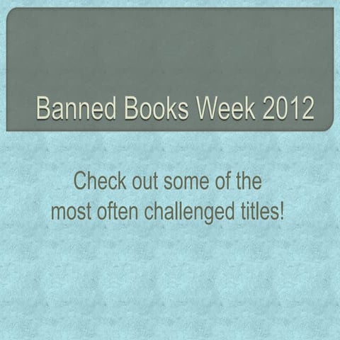 Banned Book Week - 2012 | PPTX | Adult & Explicit Sexual Content ...