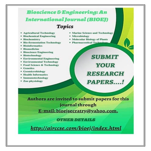CALL FOR PAPERS - Bioscience & Engineering: An International Journal ...
