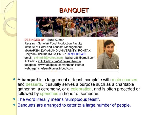 Banquet – functions – types – services mba ttm.pptx