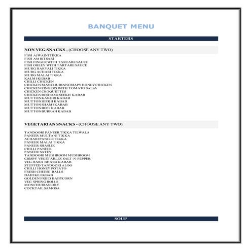 Banquet menu configuration for all occaision . | PDF