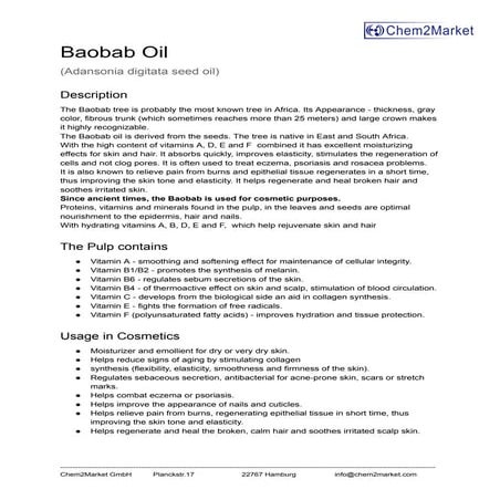 Baobab oil (adansonia digitata seed oil) from chem2 market | PDF