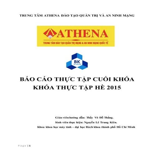 BÁO CÁO THỰC TẬP CUỐI KHÓA - TRUNG TÂM ATHENA | PDF