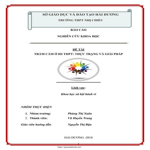 Trầm cảm ở HS THPT: Thực trạng và giải pháp | PDF