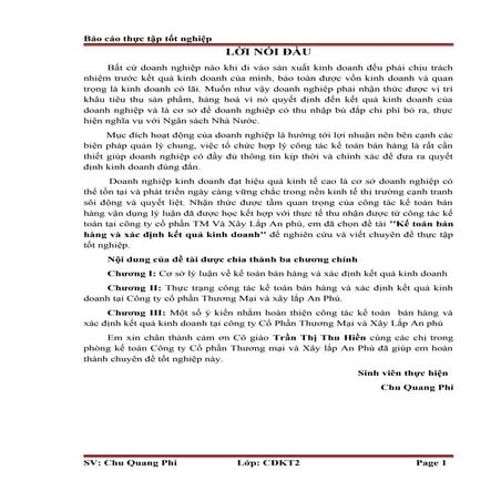 Bao cao thuc tap tot nghiep ke toan | PDF
