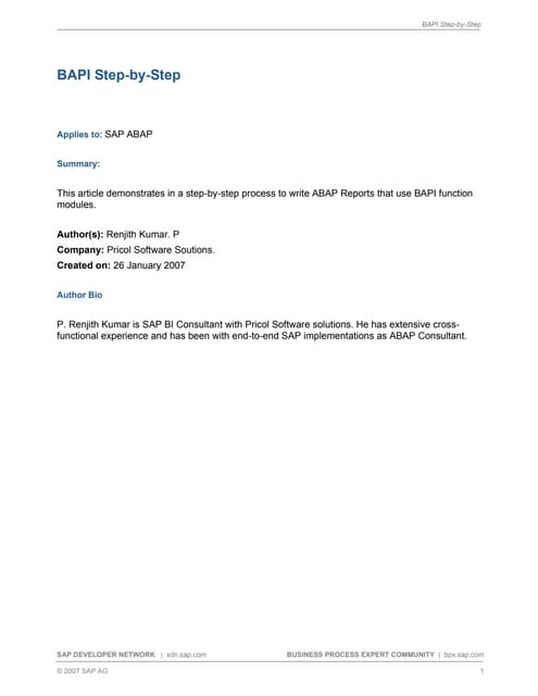 Step By Step Guide For Creating First Abap Report In Sap Pdf Programming Languages Computing