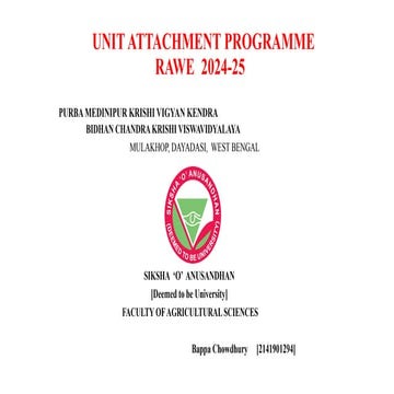 RAWE: Unit attachment Program in Purba Medinipur KVK, WB | PPTX
