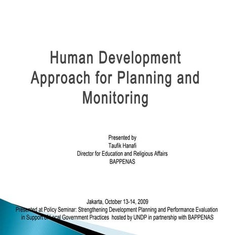 Bappenas human development approach for p lanning and monitoring | PPT