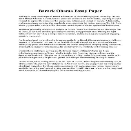 Barack Obama Essay Paper | PDF | Sci-fi and Fantasy | Hobbies & Interests