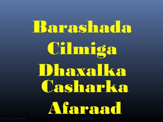Barashada cimiga dhaxalka casharka 5aad | PPT