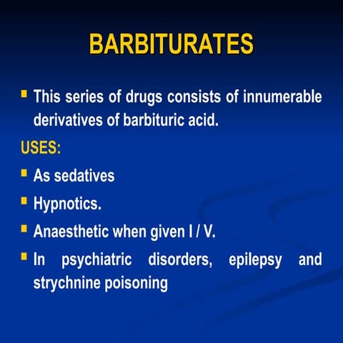 BARBITURATES poisoning with tablet and barbiturate automatism | PPT