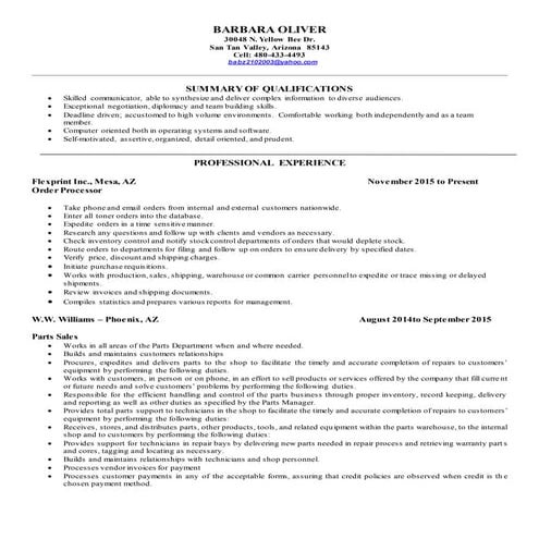 Barbs resume 2016 | DOCX