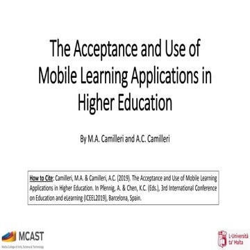 The Acceptance and Use of Mobile Learning Applications in Higher ...