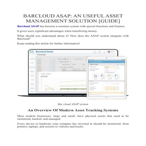 Barcloud ASAP: An Useful Asset Management Solution [GUIDE] | DOC