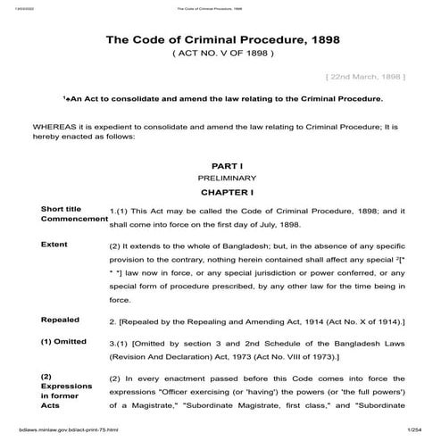 BARE ACT CrPC 1898 | PDF