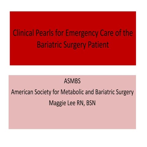 Bariatric Surgery Patient and Post-Operative Care | PPTX