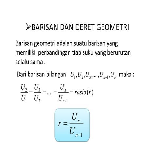BARISAN DAN DERET GEOMETRII KELAS 12 SMA | PPT