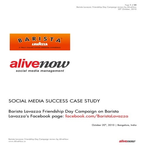Case Study - Barista Lavazza Friendship Day Campaign On Facebook | PDF