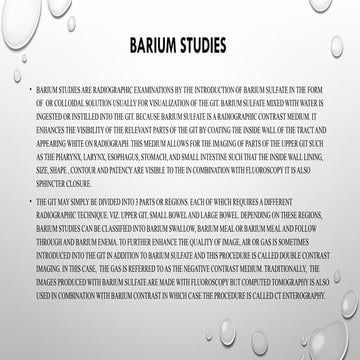 BARIUM STUDIES PRESENTATION RADIOGRAPHYpptx | PPTX