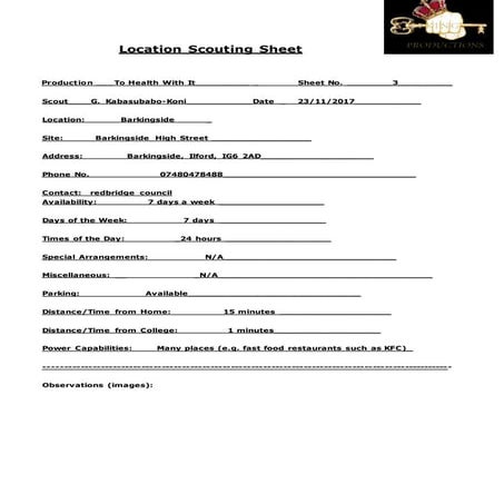 Barkingside location scout form | DOCX