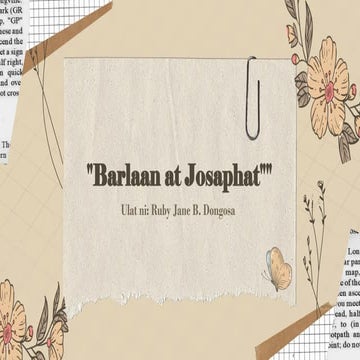 Barlaan At Josaphat Buod, Tauhan, Tagpuan, at Aral | PPTX