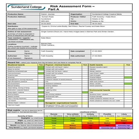 Risk assessment for pitch | DOCX