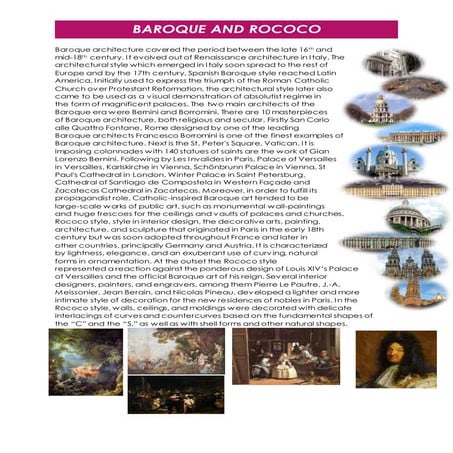 Baroque and rococo | DOCX | Fine Art