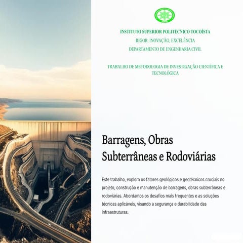 Composição das Barragens, partes e conceitos | PPTX