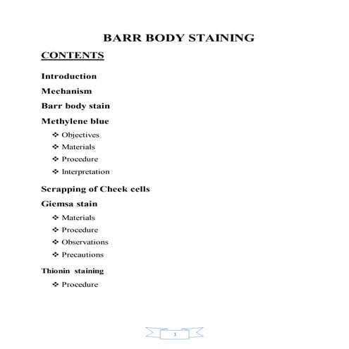 Barr Body Staining | DOCX