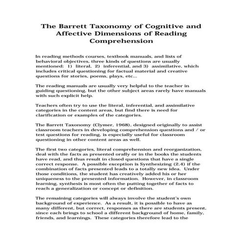 Barrett taxanomy | PDF