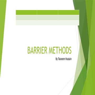 Barrier method of Contraception by Dr. Tasneem | PPTX