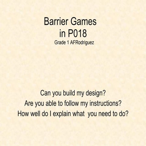 Barrier Games & Pattern Blocks Grade One | PPT