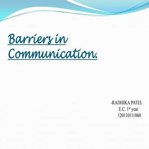 Barriers in communication | PPTX | Web Conferencing | Computer Software and Applications