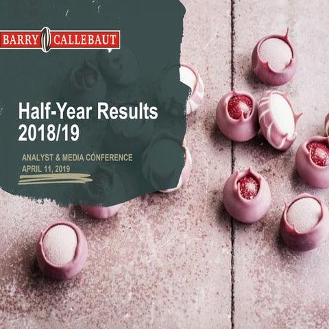 Barry Callebaut Group Half Year Results 2018/19 - Media & Analyst ...