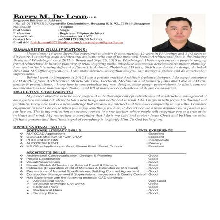 Barry de leon cv 2016 | PDF | Drawing and Sketching | Arts and Crafts